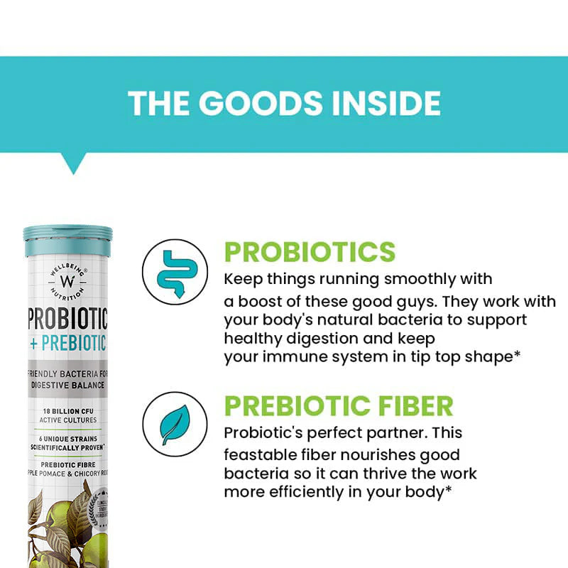 Buy Best Prebiotic & Probiotic Tablets in India | Wellbeing Nutrition