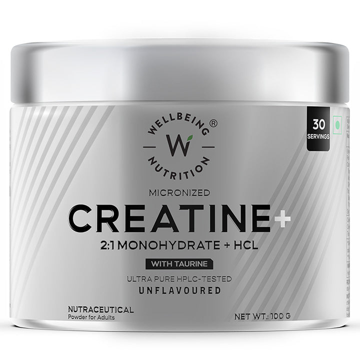 Creatine Monohydrate + HCL 100g - Unflavored | Wellbeing Nutrition