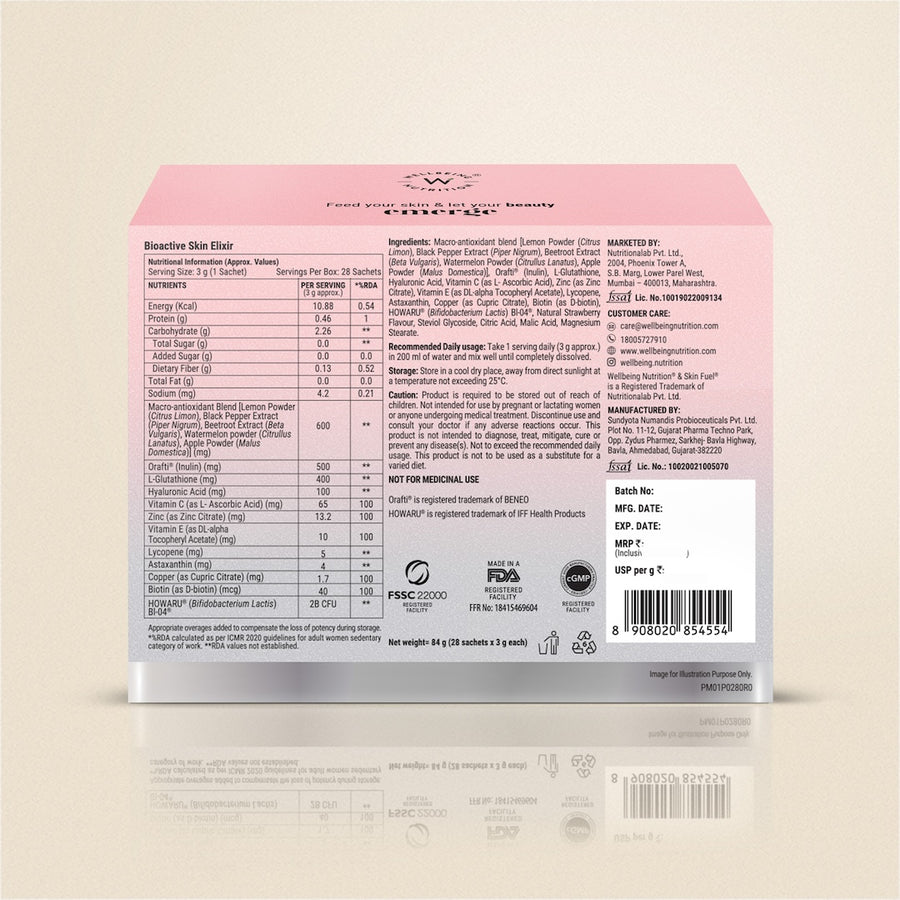 Skin Fuel Pro+ Strawberry Flavor Sachets for Glowing Skin