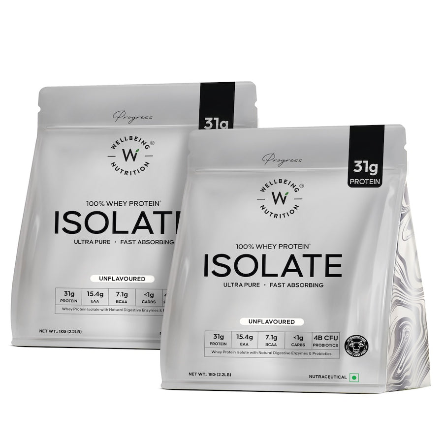 100% Raw Whey Protein Isolate - 1 Kg - Unflavored | Wellbeing Nutrition