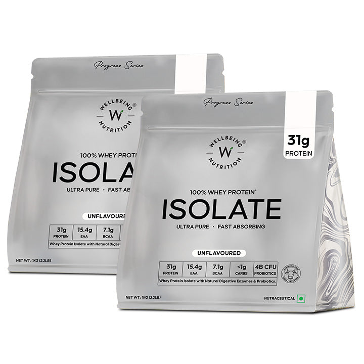 100% Raw Whey Protein Isolate - 1 Kg - Unflavored | Wellbeing Nutrition